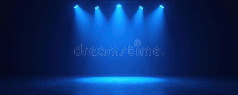 Dark Stage Bathed in Single Vibrant Blue Spotlight, Backdrop, Abstract ...