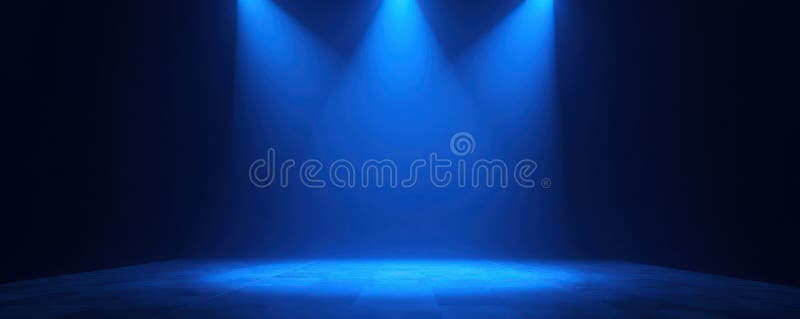 Dark Stage Bathed in Single Vibrant Blue Spotlight, Beam, Scene ...