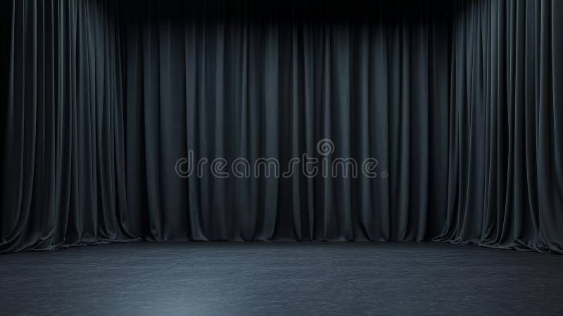 Dark Stage Black Curtains, Empty Floor, Dramatic Scene, 3D Render ...