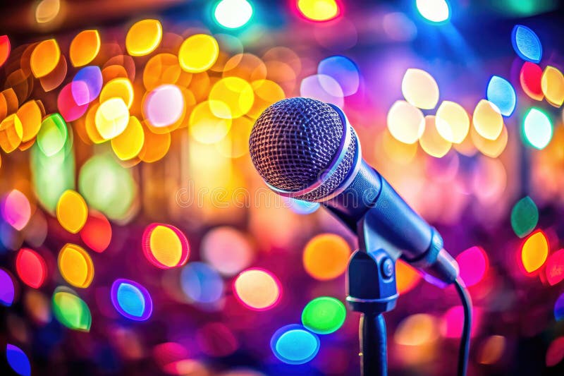 Dark Stage with Bokeh Microphone Stunning Background Design for Comedy ...