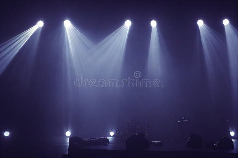 Dark Stage with Lights and Instruments Stock Photo - Image of club ...