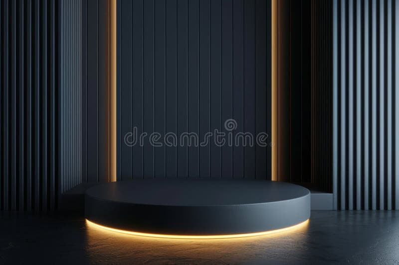 Dark Stage with Multiple Platforms and Vertical Light Strips. Ideal for ...