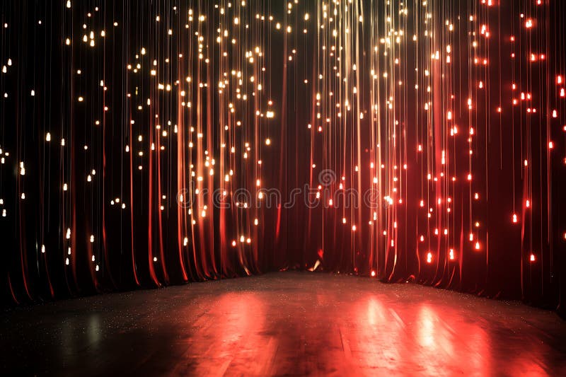 Dark Stage with Red and Gold Lights Stock Illustration - Illustration ...