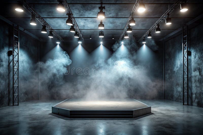 The Dark Stage Shows, Dark Background, an Empty Dark Scene, Neon Light ...