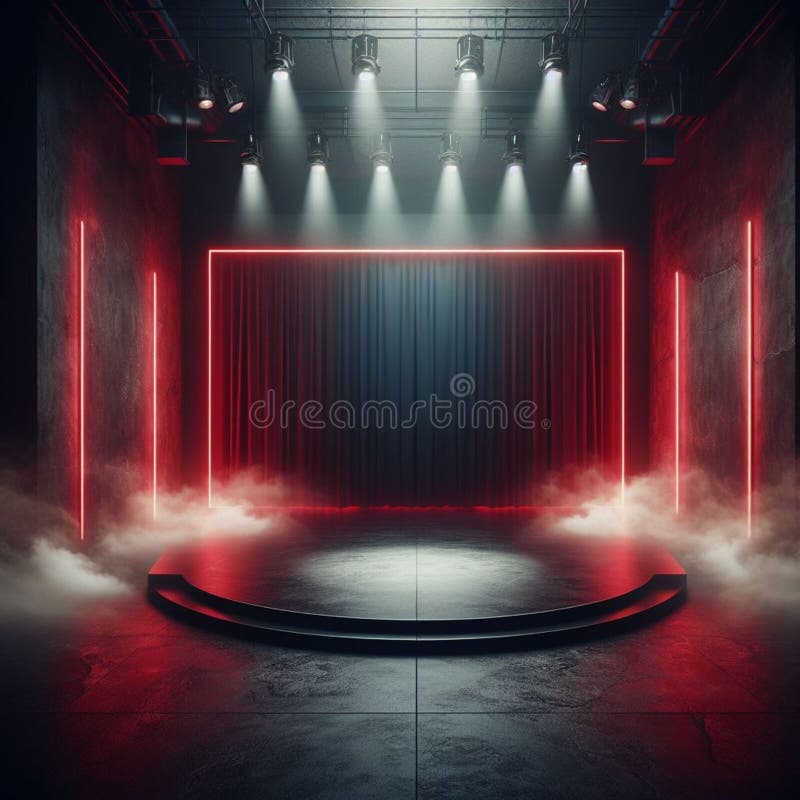 The Dark Stage Shows Dark Red Background Stock Illustration ...