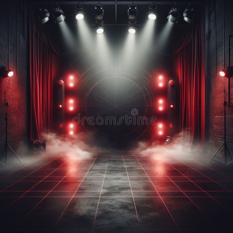 The Dark Stage Shows Dark Red Background Stock Illustration ...