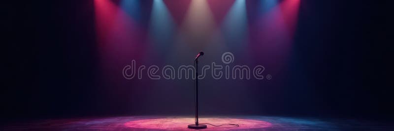 Dark Stage, Single Spotlight, Empty Microphone Stand, Lighting, Empty ...
