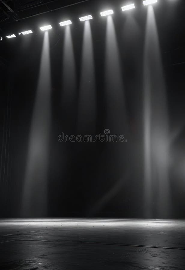 Spotlight Reflector on Dark Stage - Generative AI Stock Photo - Image ...