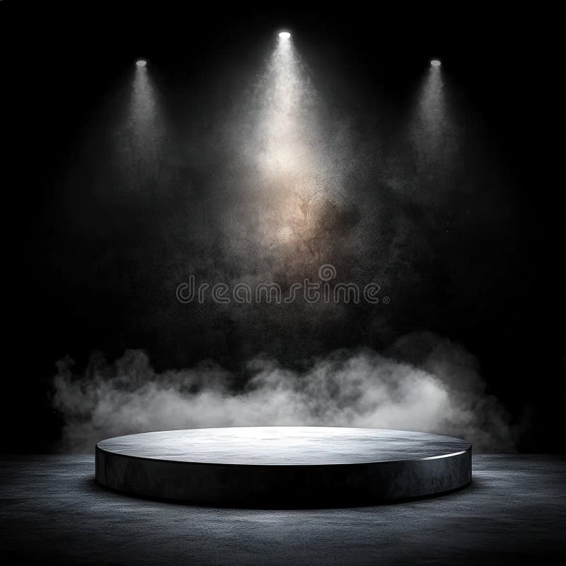 Dark Stage with Smoke and Spotlight Stock Illustration - Illustration ...