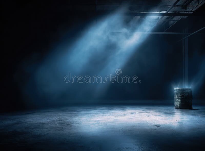 The Dark Stage with Smoky Dark Blue Background. an Empty Dark Room with ...