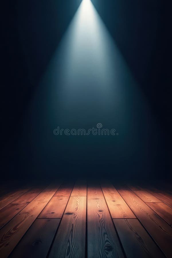 Dark Stage, Spotlight Illuminating Polished Wooden Planks , Shadow ...