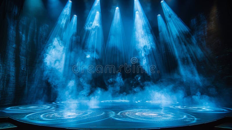 Dark Stage with a Spotlight Shining Down, Bright Focused Light ...