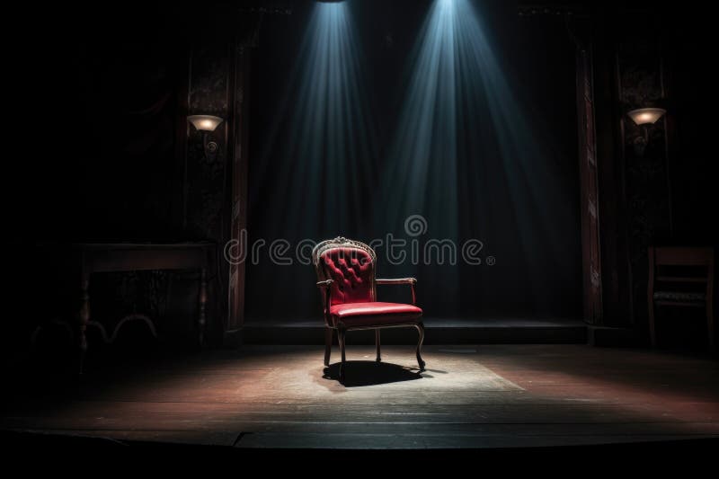 Dark Stage with Spotlight on a Single Empty Chair Stock Image - Image ...