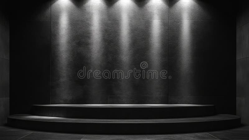Dark Stage with Spotlights and Empty Platform Stock Illustration ...