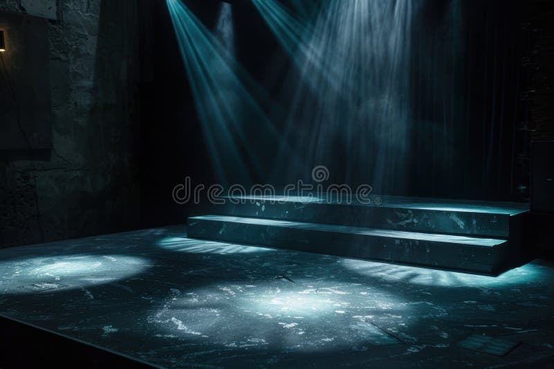 Dark Stage with Spotlights Illuminating Empty Steps Stock Image - Image ...