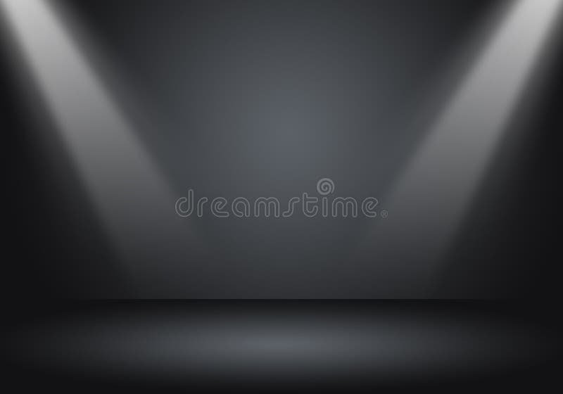 Dark Stage with Two Spotlight Stock Photo - Image of black, light ...