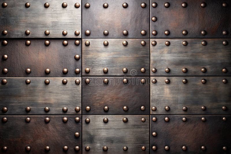 Dark Stained Metal Plates with Rivets Seamless Background Stock ...