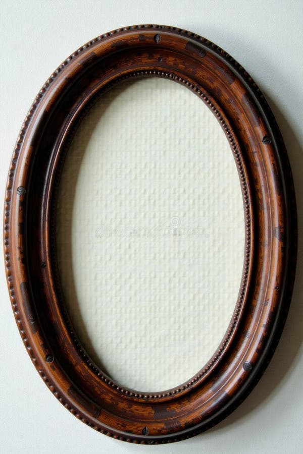 Dark Stained Oval Wood Frame, Distressed Finish, Retro, Classic Stock ...
