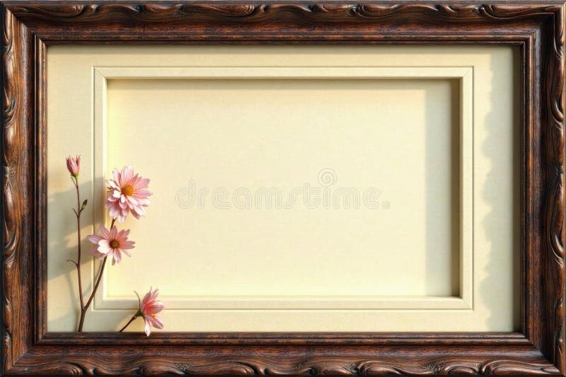 Dark Stained Wood Frame, Cream Mat, Aged Look, Texture, Wood Stock ...