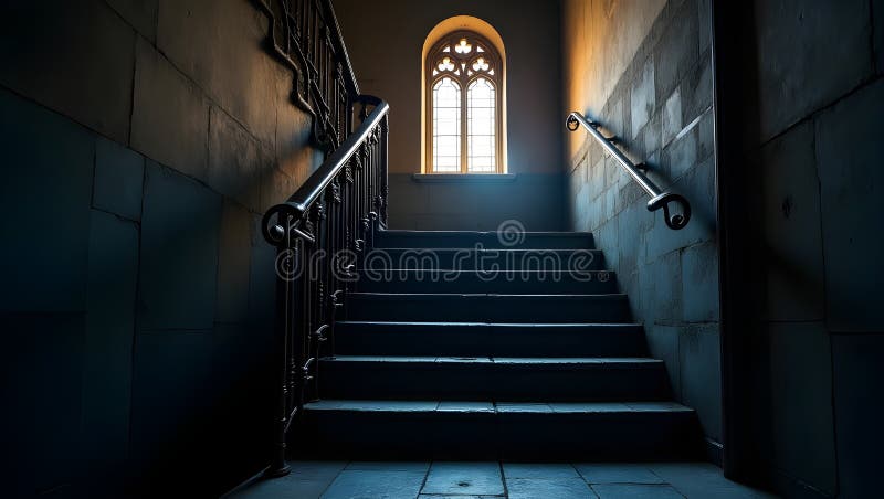 A Dark Staircase Illuminated by Faint Light Streaming from a Small ...