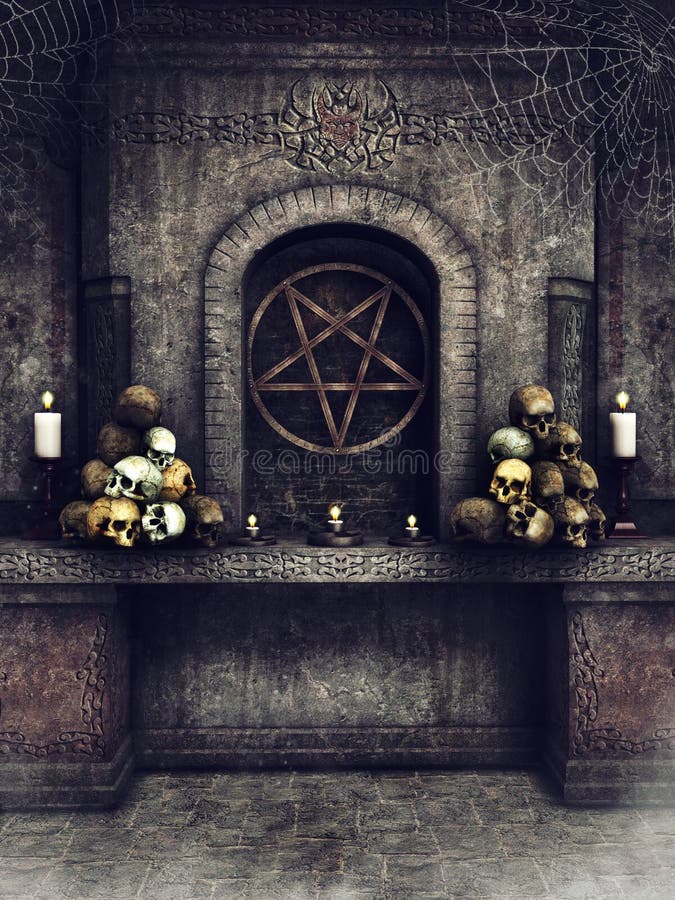 Altar with Skull and Pentacle Stock Illustration - Illustration of ...