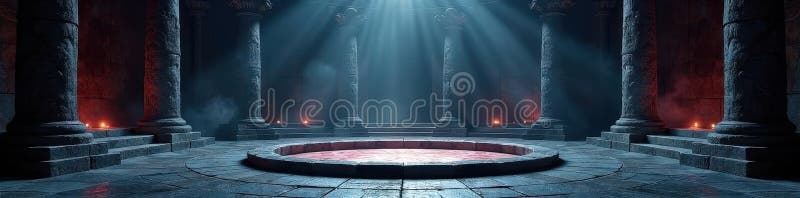 Dark Stone Arena, Pillars, Empty Circle Center, Fighting, Combat Stock ...