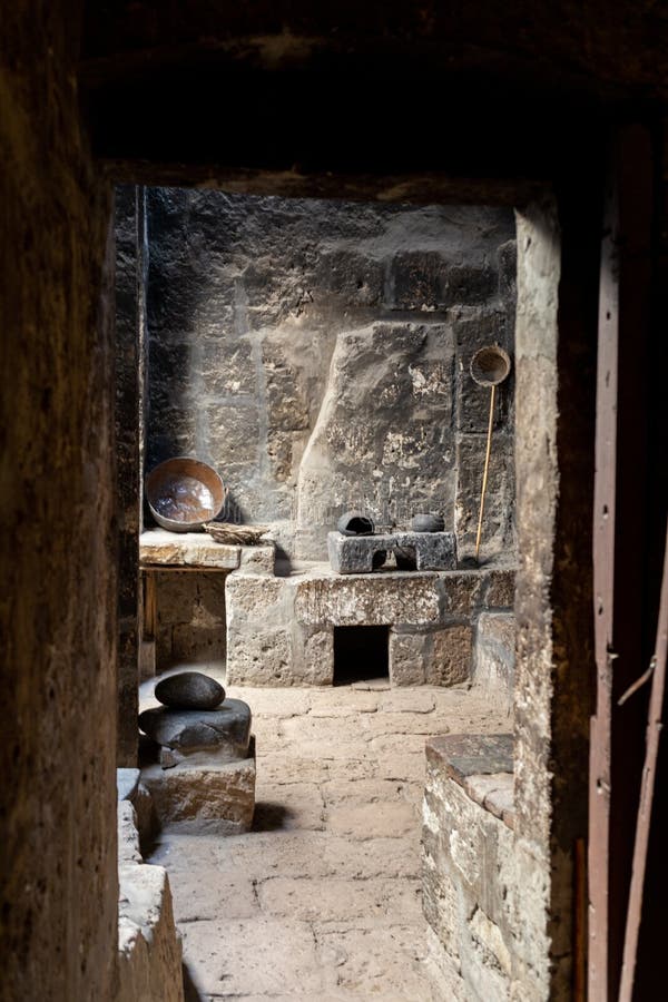 Dark Stone Kitchen, Old Style Stock Image - Image of oven, domestic ...