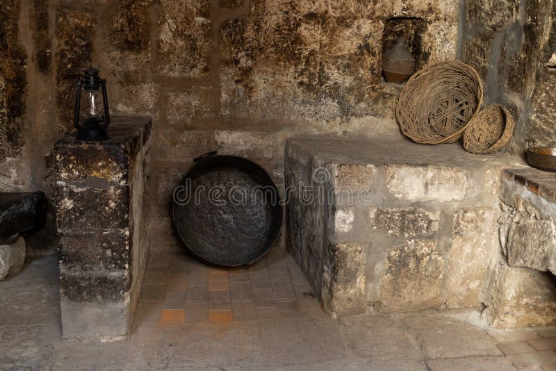 Dark Stone Kitchen, Old Style Stock Image - Image of kitchen, tradition ...