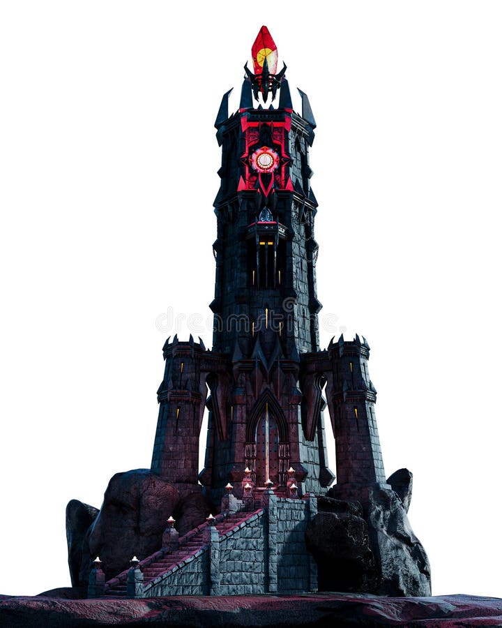 Dark Stone Tower with Red Magic Light, 3D Rendering, 3D Illustration ...