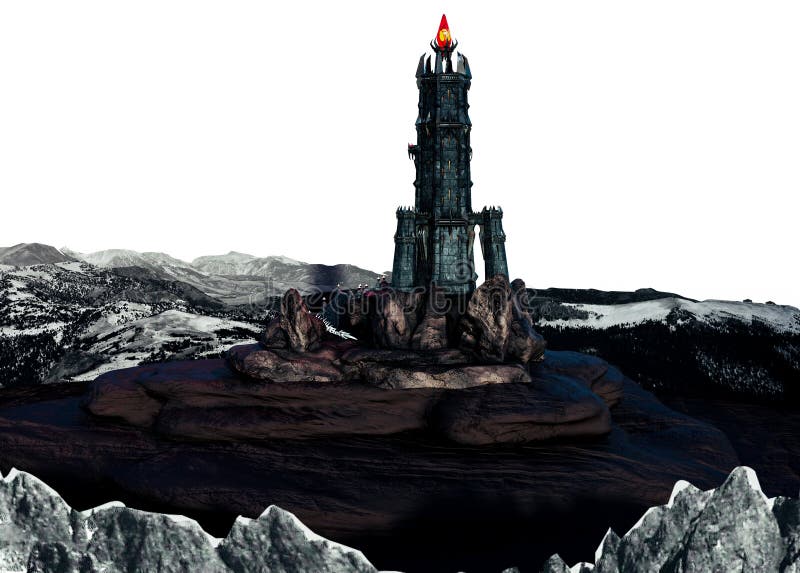 Dark Stone Tower with Red Magic Light, 3D Rendering, 3D Illustration ...