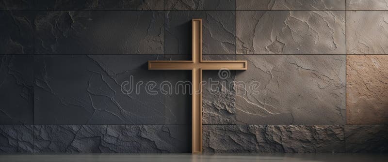 Dark Stone Wall with a Bronze Cross Design Stock Image - Image of ...