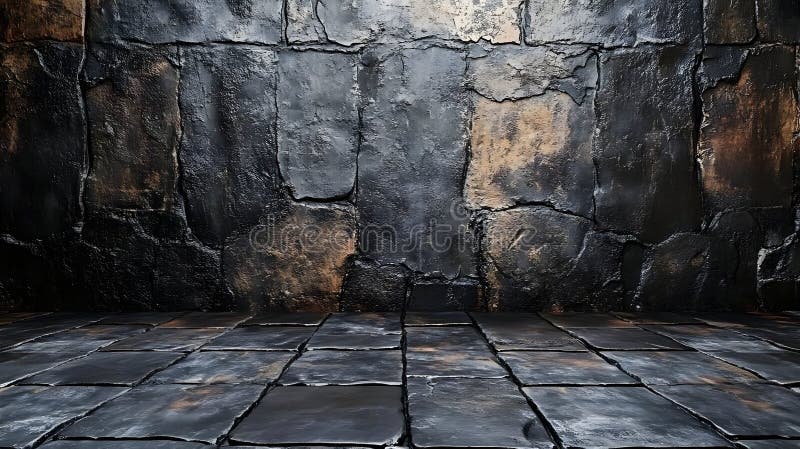 Dark Stone Wall and Floor Background Stock Image - Image of grunge ...
