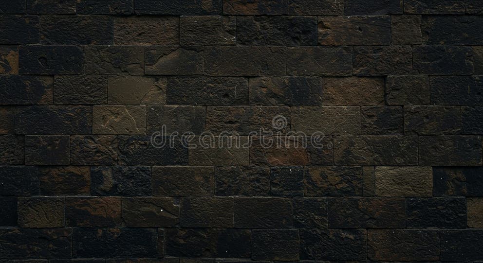 Dark Stone Wall with Rectangular Blocks of Varying Sizes. the Stones ...