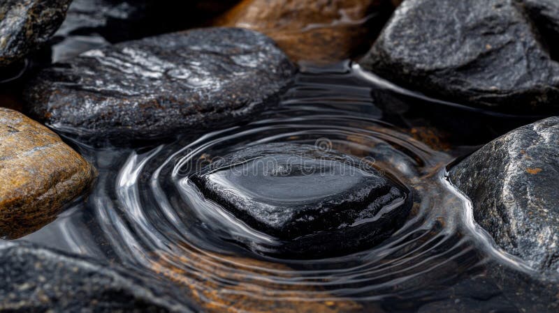 Dark Stones Resting in Still Water Ripples Stock Illustration ...