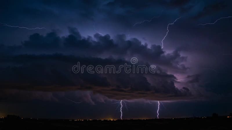 Dark Storm Clouds with Bright Lightning Flashes during Nighttime Heavy ...