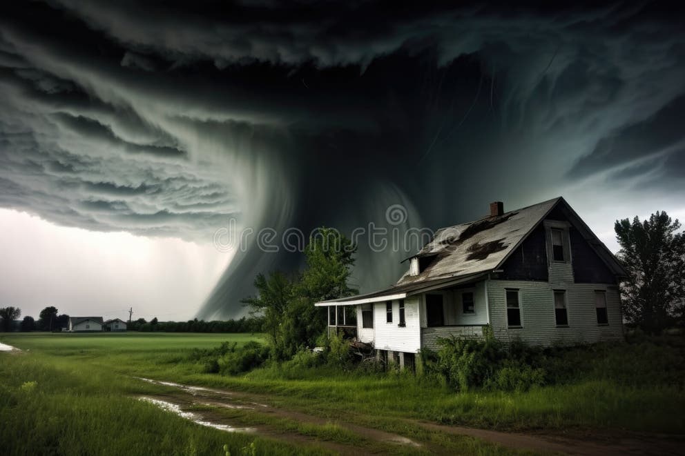 Dark Storm Clouds Converging in the Eye of a Tornado Stock Illustration ...