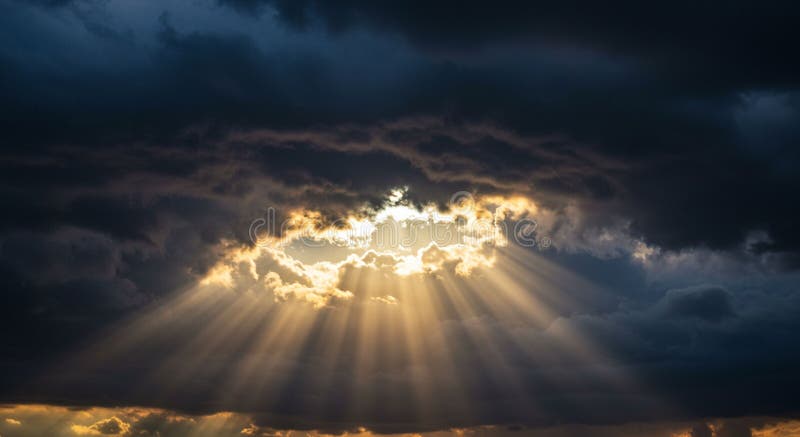 Dark Storm Clouds Dominate the Sky, with a Dramatic Break Revealing ...