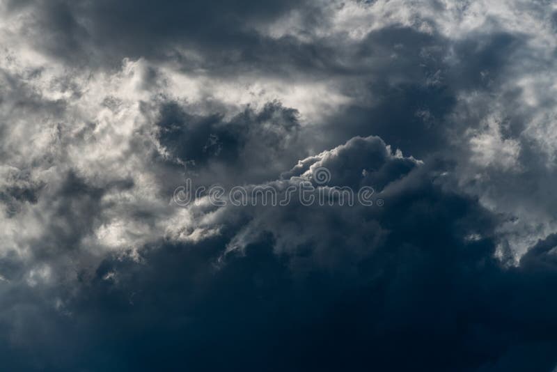 Dark Storm Clouds with Flashes of Light Close-up Stock Photo - Image of ...