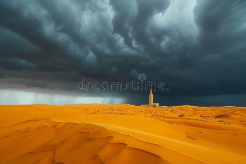 Dark Storm Clouds Gather As they Roll in Over an Arid Desert Landscape ...
