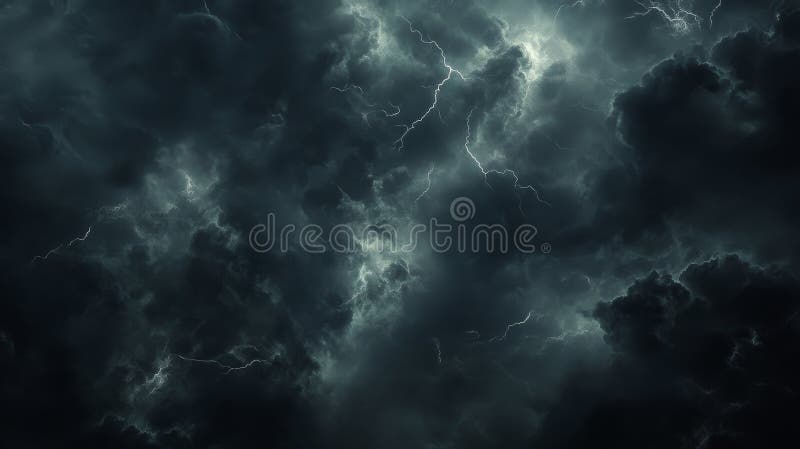 Dark Storm Clouds with Lightning, Dramatic Night Sky Stock Photo ...