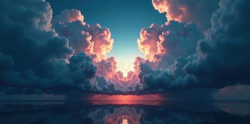 Dark Storm Clouds Mirror Each Other in a Churning, Symmetrical Sky ...