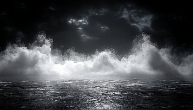 Dark Storm Clouds Over Water Reflect Ominous Mystery Generated by AI ...