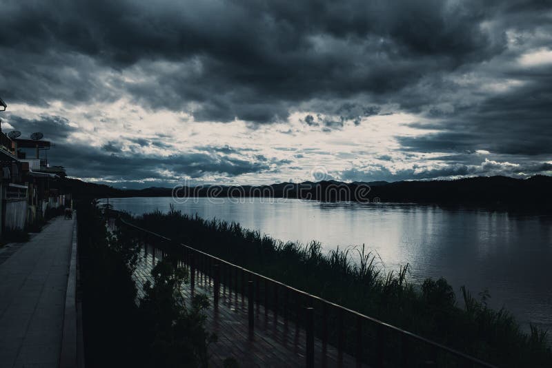 Dark storm sky river stock photo. Image of fluffy, ripple - 79145936