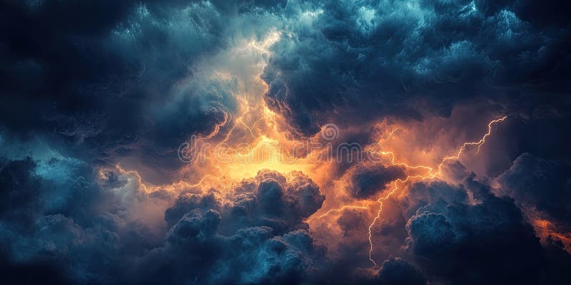 Dark Stormy Clouds with Dramatic Lightning Strikes, Intense and ...