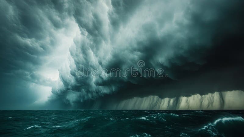 Dark and Stormy Clouds Over a Rough Sea Stock Illustration ...