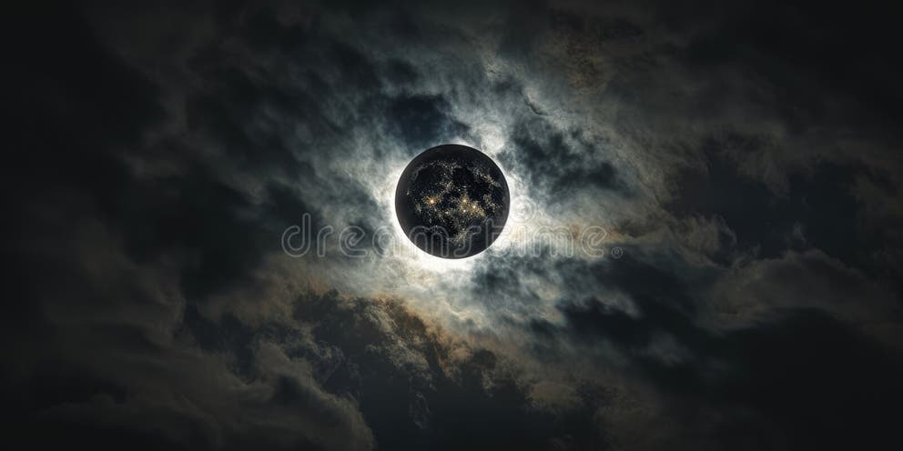 A Dark and Stormy Night Sky with a Full Moon. AIG51A Stock Image ...