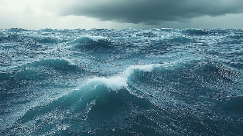 Dark Stormy Ocean Waves Under a Cloudy Sky Stock Photo - Image of ...