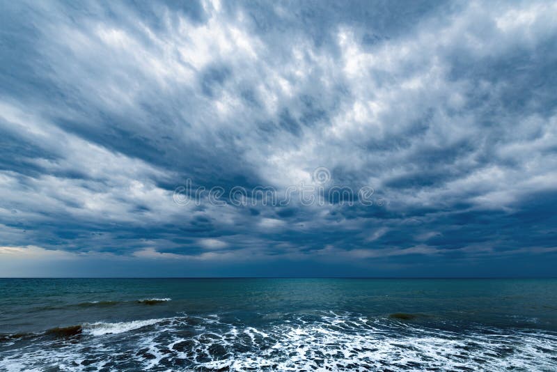 Dark Stormy Sky Above the Ocean. Stock Image - Image of danger ...