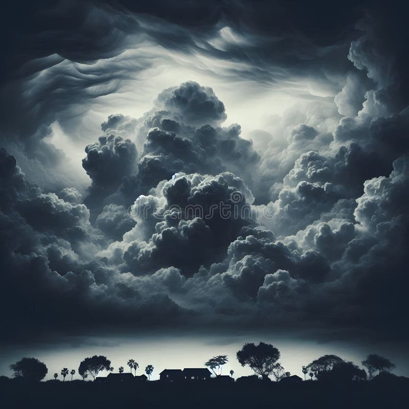 Dark Stormy Sky with Clouds, 3d Rendering. Computer Digital Drawing ...