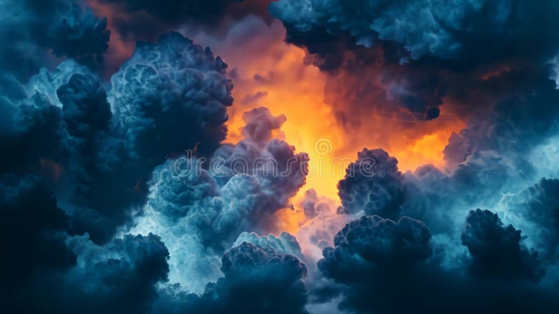 Dark Stormy Sky with Fire and Lightning Stock Footage - Video of flame ...